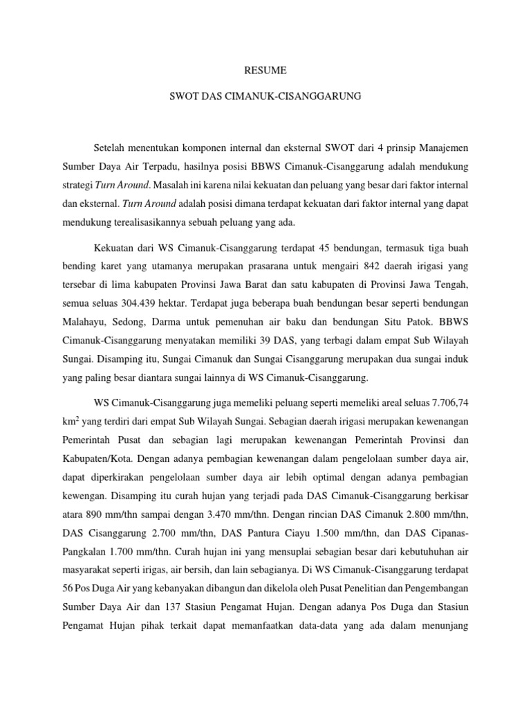 Resume SWOT WS Cimanuk-Cisanggarung | PDF