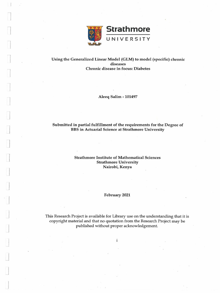 Using The Generalized Linear Model (GLM) To Model (Specific) Chronic ...