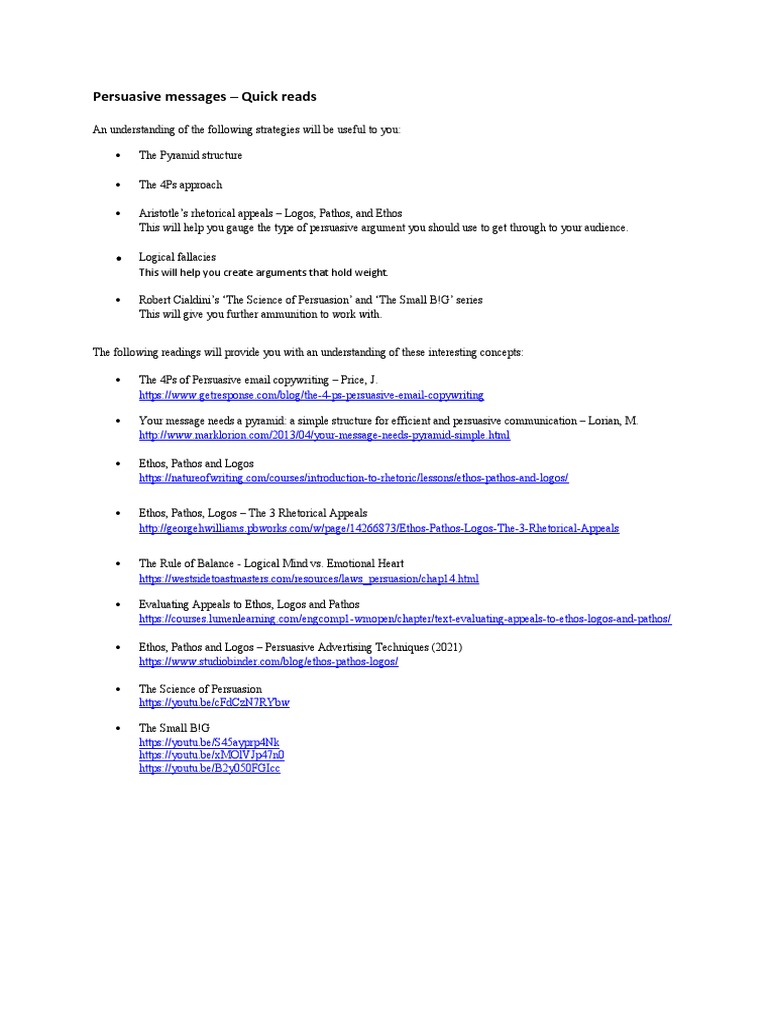 Quick Reads - Persuasive Messages | PDF | Social Science | Science ...