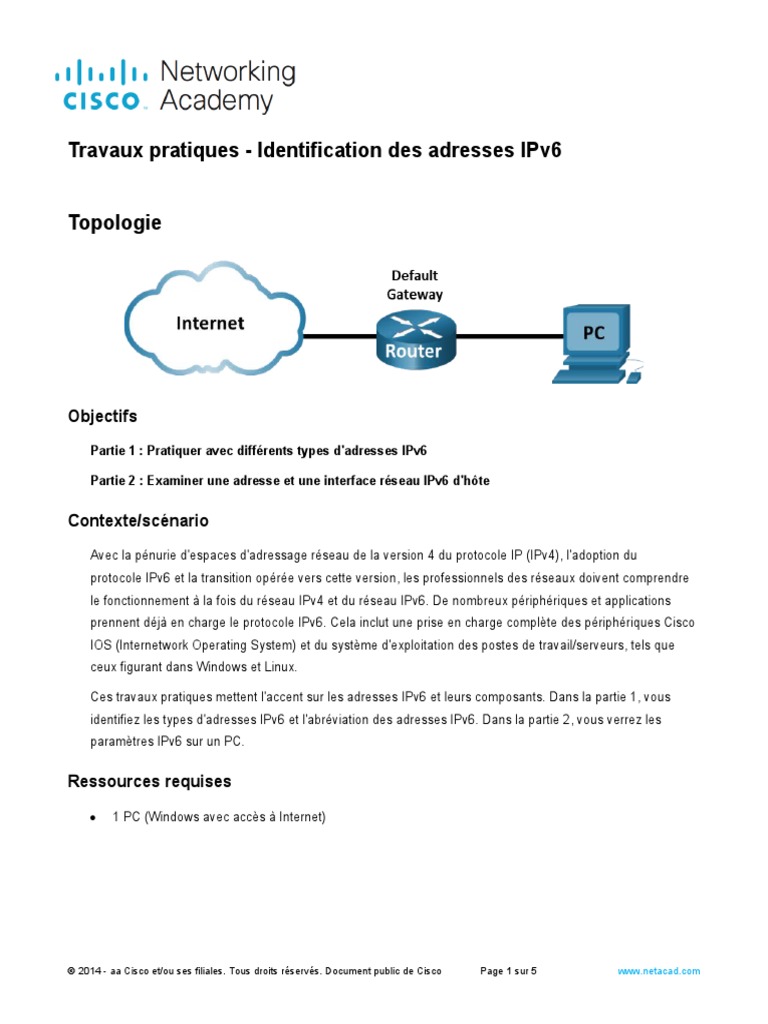Identification Des Adresses Ipv6 En Lab Pdf
