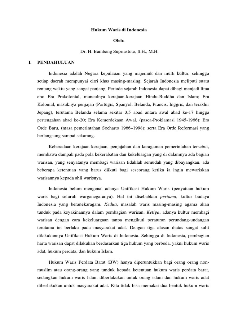Narasi Hukum Waris Di Indonesia Fix | PDF