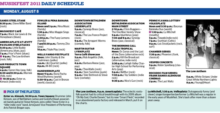Musikfest 2011: Schedule, 08/08/11 | PDF | Classics