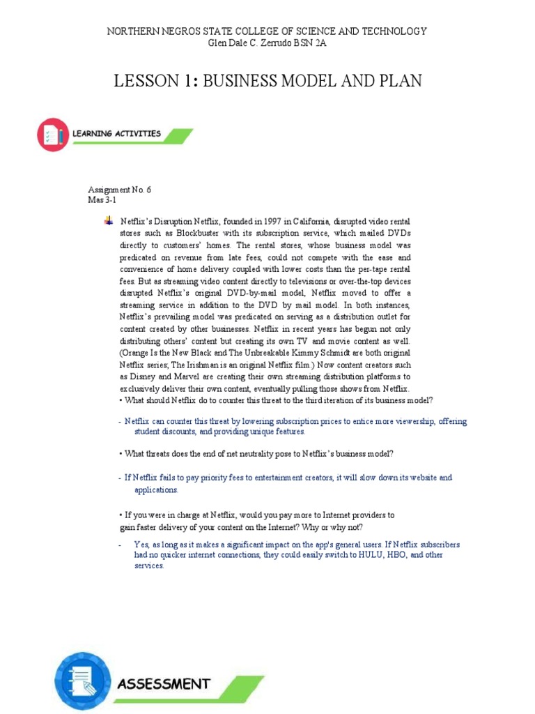 Zerrudo ENTREP ANSWER SHEETS | PDF | Netflix | Entrepreneurship