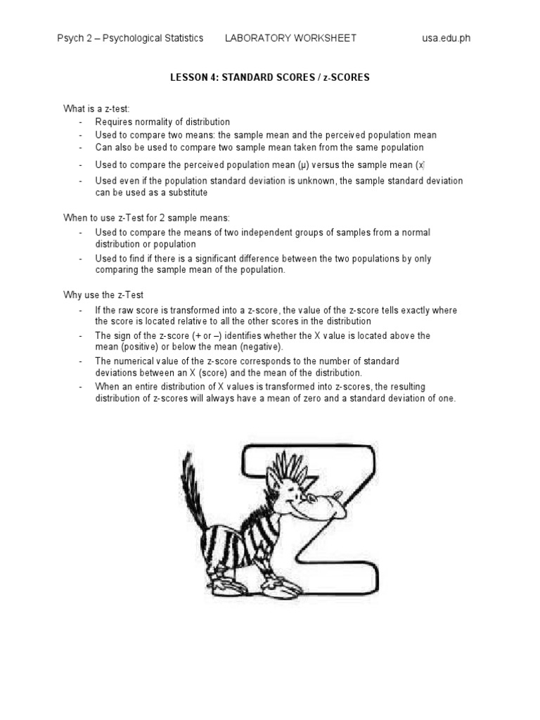 LESSON 4 STANDARD SCORES z-SCORES | PDF | Standard Score | Data Analysis