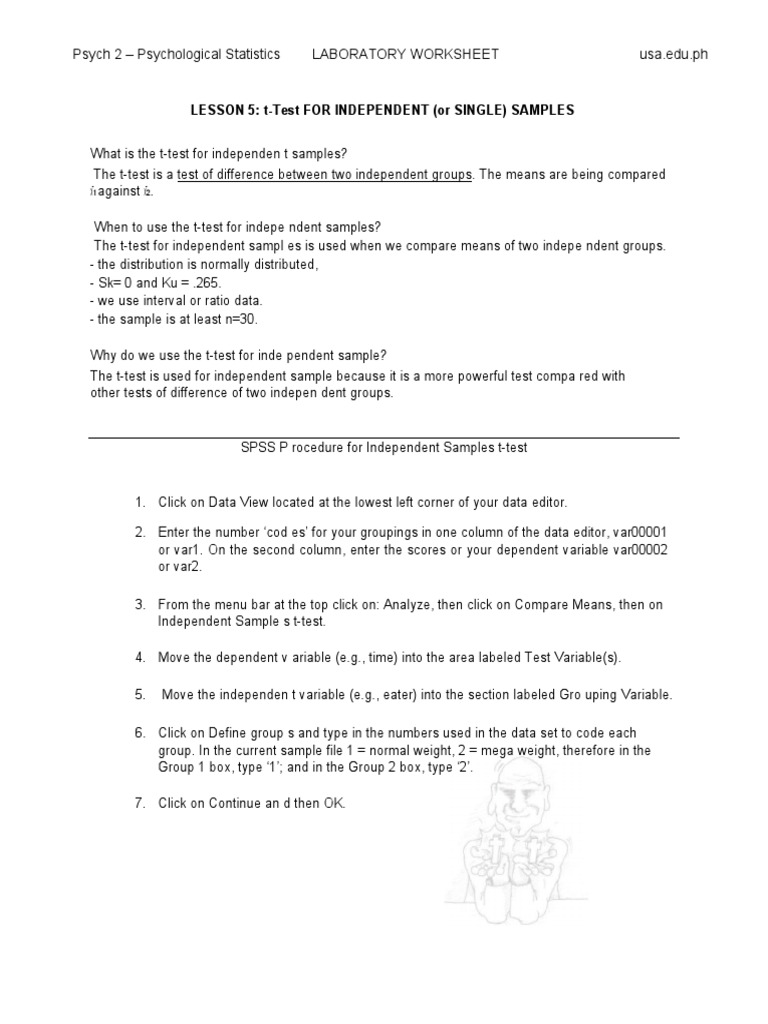 t-Test for Independent Samples Guide | PDF | Student's T Test | Analysis