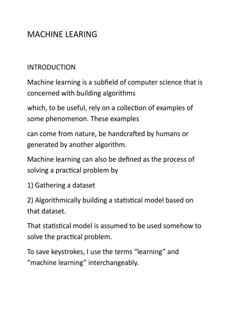 Machine Learing Pdf Machine Learning Systems Science