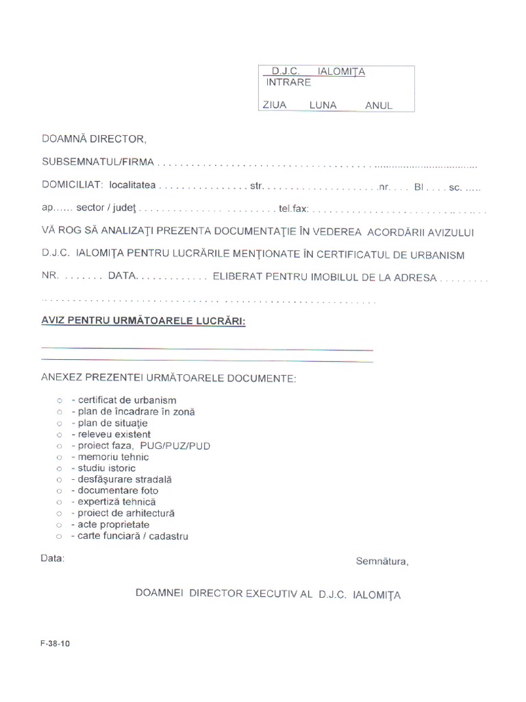 Formular-Cerere-Aviz-Lucrari CULTURA | PDF