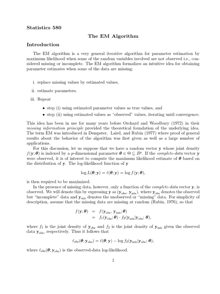 Statistics 580 The Em Algorithm Pdf Statistical Theory Statistics