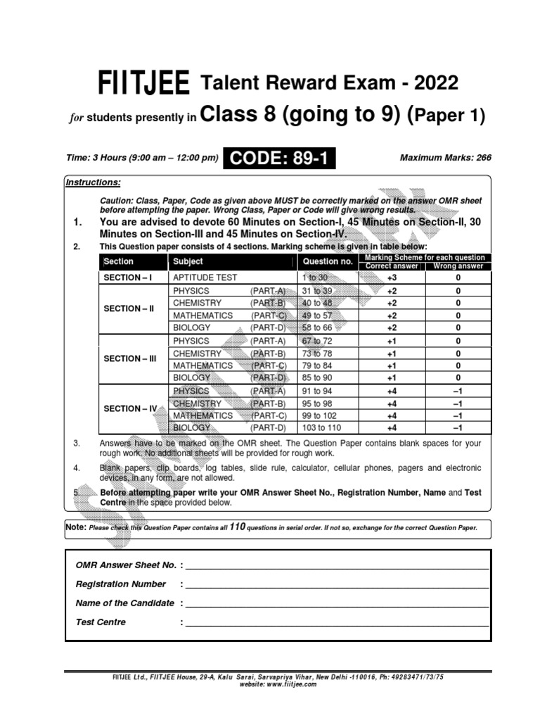 Sample Paper-Ftre-2022-Class-Viii-P1-At+pcbm | PDF