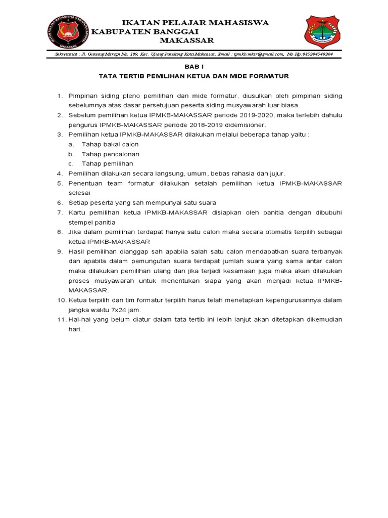 Tata Tertib Pemilihan Ketua Umum | PDF Tata Tertib Pemilihan Ketua Umum | PDF