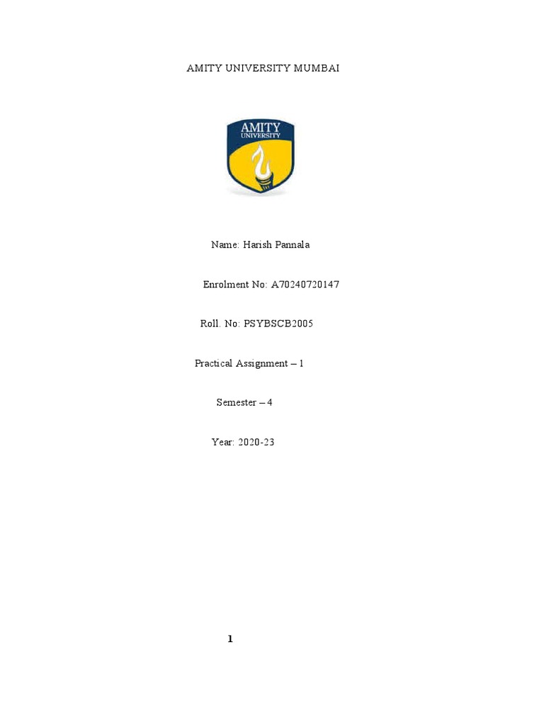 Practical Assignment - 1, Sem-4 | PDF | Psychology | Behavioural Sciences Practical Assignment - 1, Sem-4 | PDF | Psychology | Behavioural Sciences