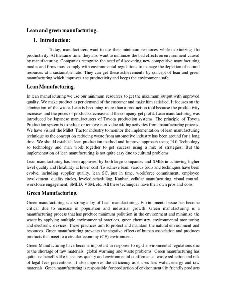 Lean & Green Manufacturing Guide | PDF | Lean Manufacturing | Business ...