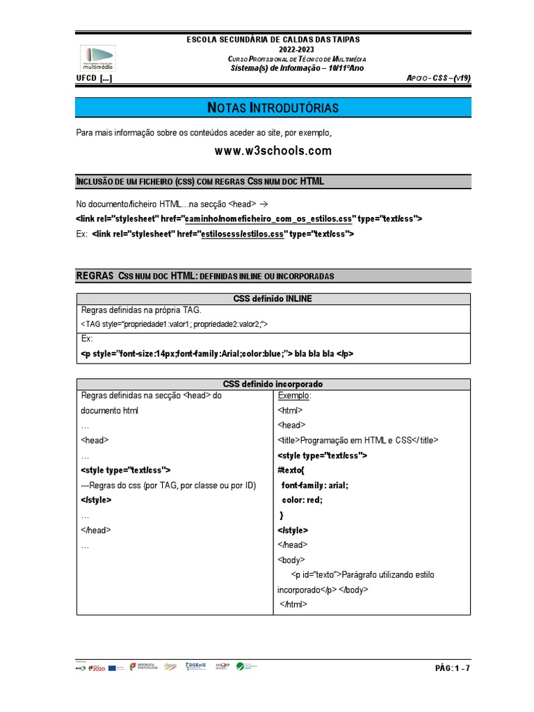 Guia de introdução aos conceitos básicos de CSS | PDF | Html | Modelo ...