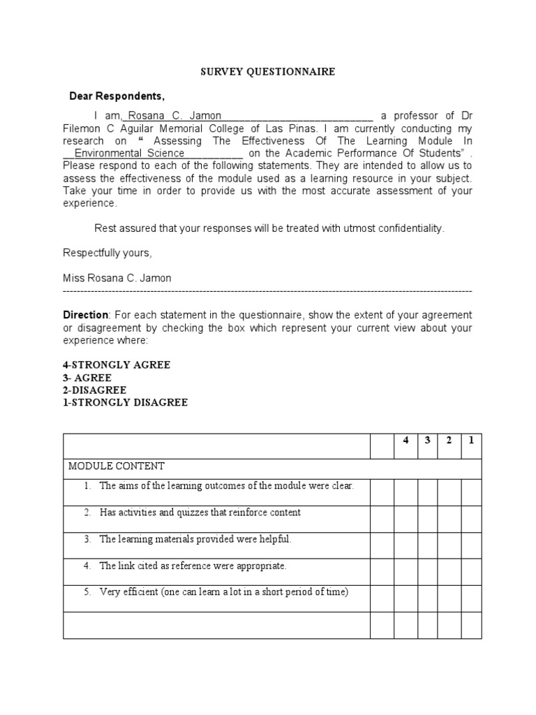 Survey Questionnaire Ipcrf 2 | PDF | Learning | Experience