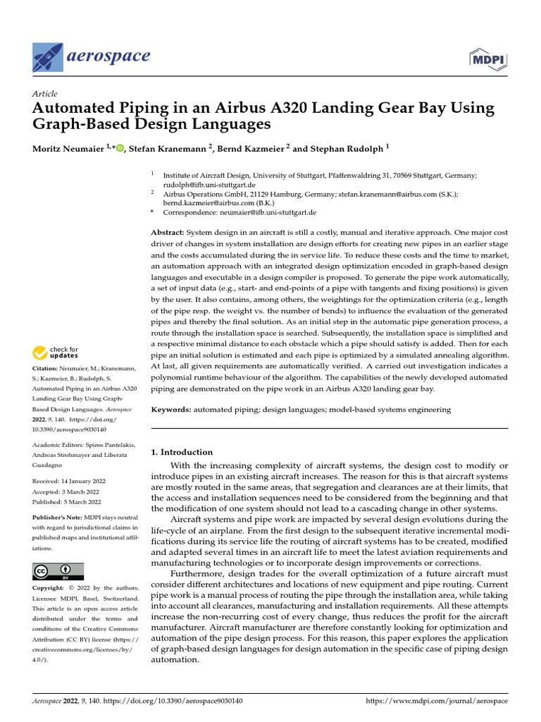 Automated Piping in An Airbus A320 Landing Gear Bay Using Graph-Based ... Automated Piping in An Airbus A320 Landing Gear Bay Using Graph-Based ...