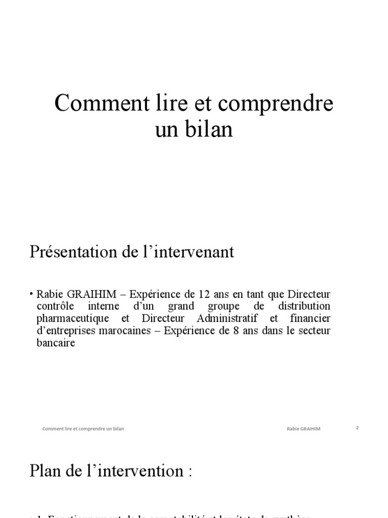 Lire Et Comprendre Un Bilan | PDF | Comptabilité | Bilan comptable