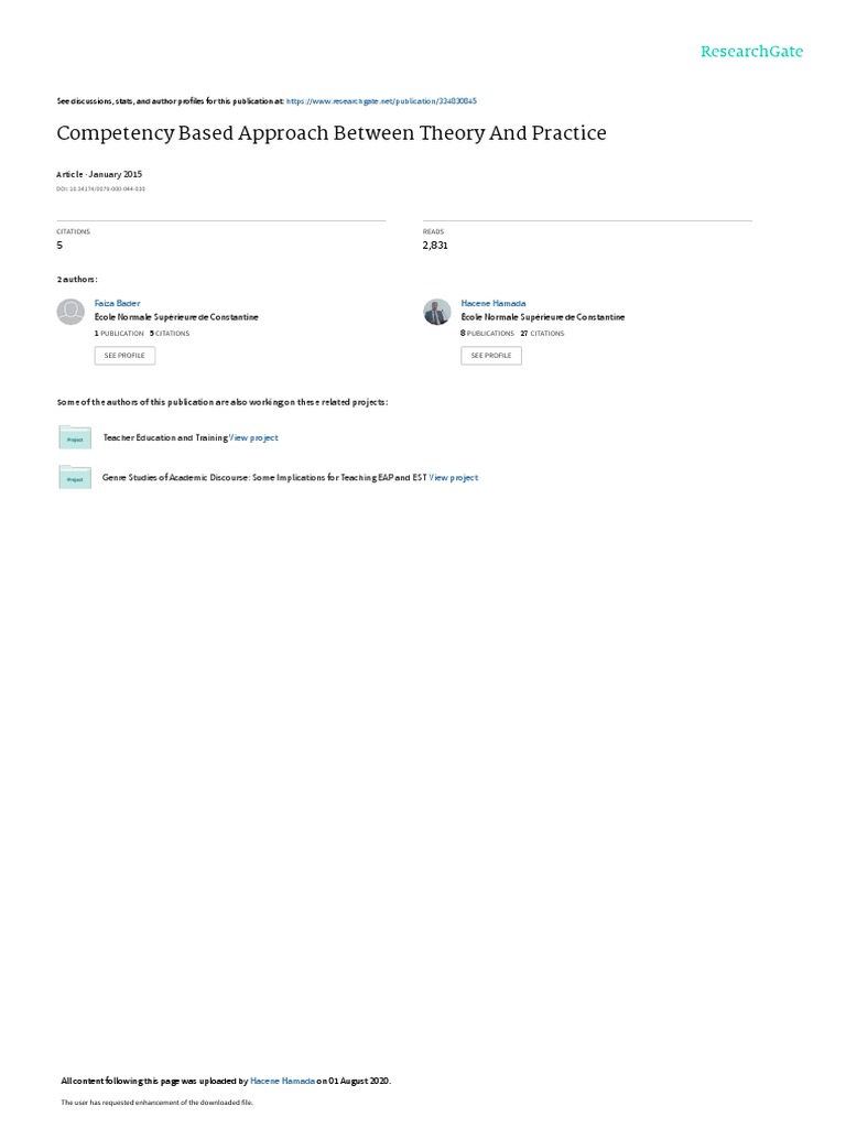 Competency Based Approach Between Theory | PDF | Educational Assessment ...