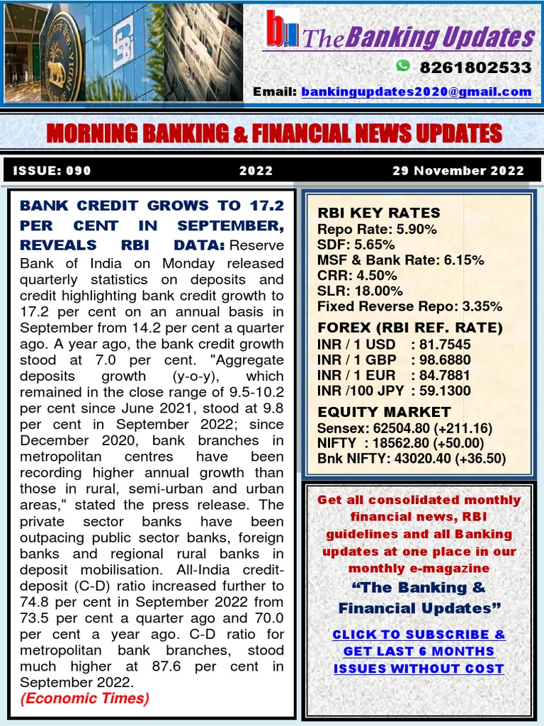 29.11.22 - Morning Financial News Updates | PDF | Reserve Bank Of India ...