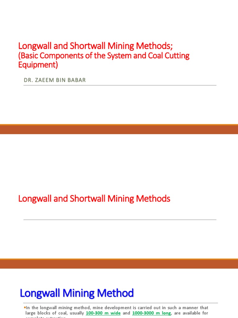 Longwall and Shortwall Mining Methods : (Basic Components of The System ...