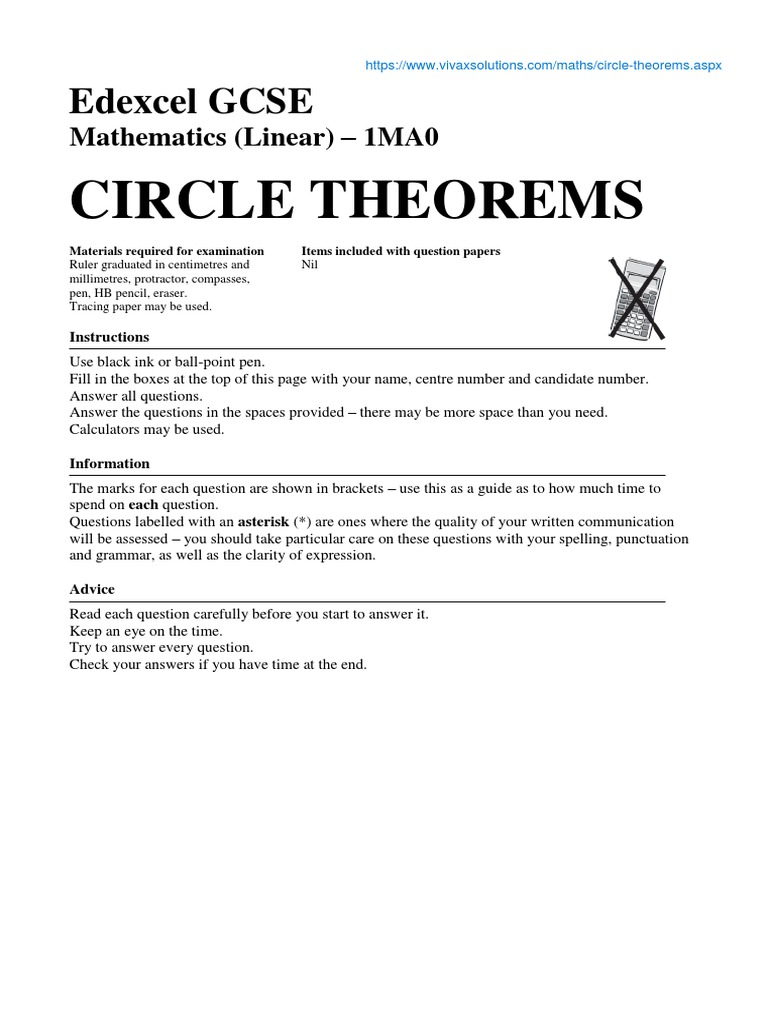 Circle-Theorems Test | PDF | Angle | Elementary Geometry