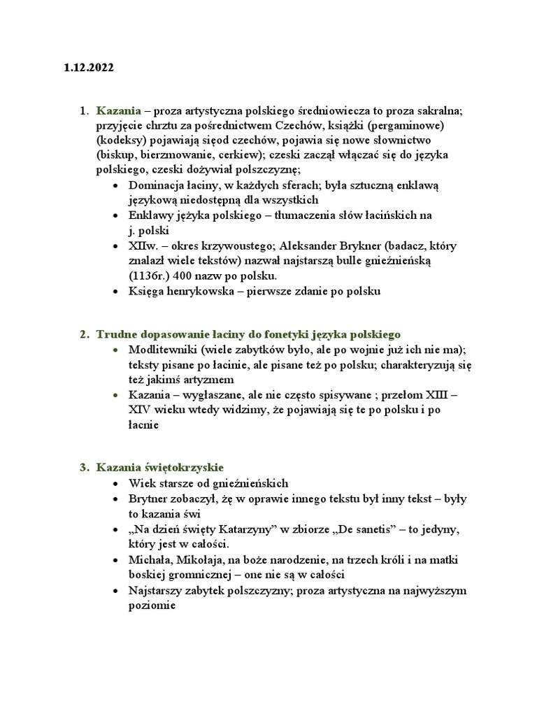 Literatura Staropolska, Kazania | PDF