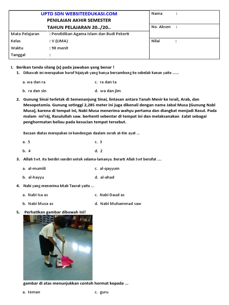 Soal PAS PAI Kelas 5 | PDF