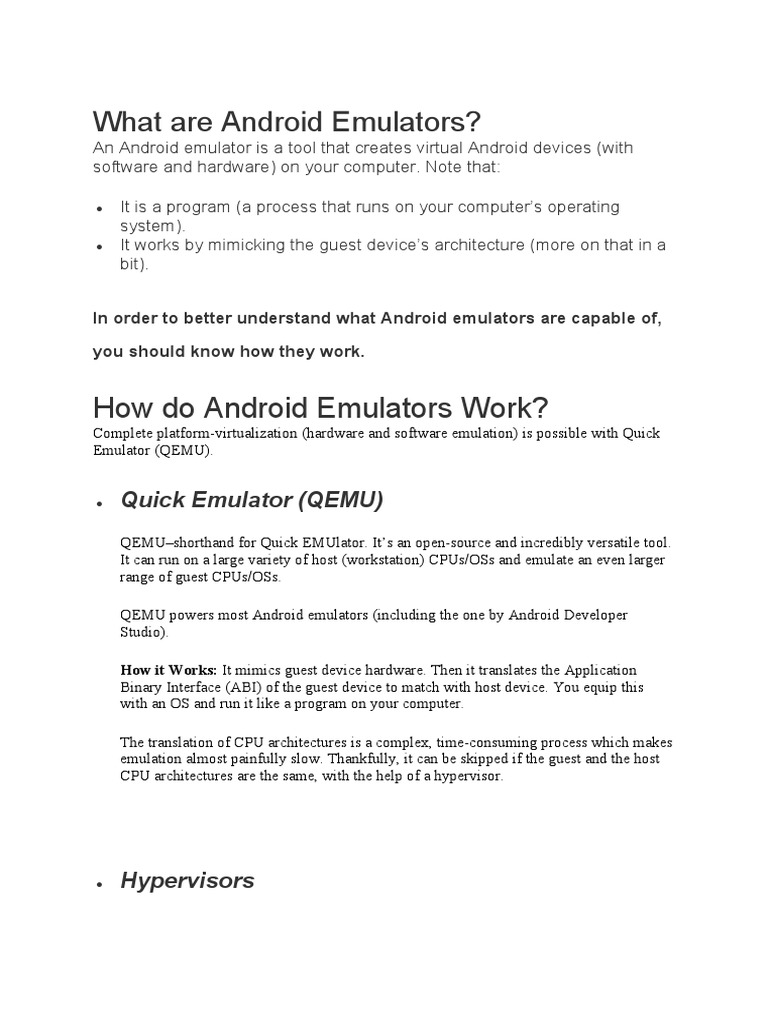 What Are Android Emulators Pdf Android Operating System Emulator