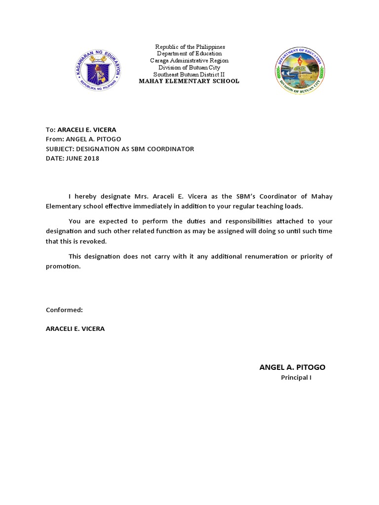 Designation As SBM Coordinator | PDF