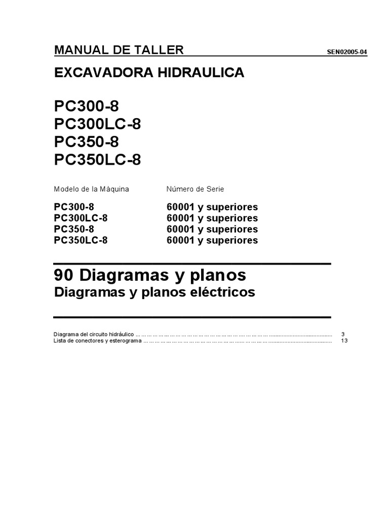 Komatsu PC300-8, PC300LC-8, PC350-8, PC350LC-8 Diagramas | PDF