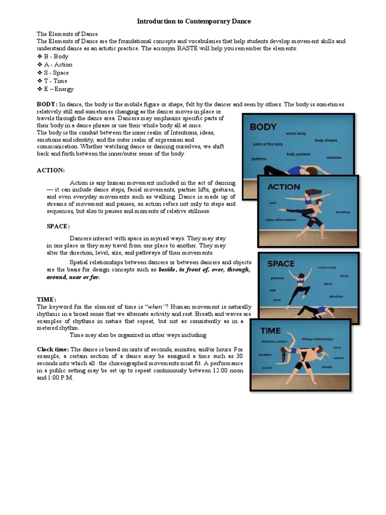 Introduction To Contemporary Dance | PDF | Dances | Anatomical Terms Of ...