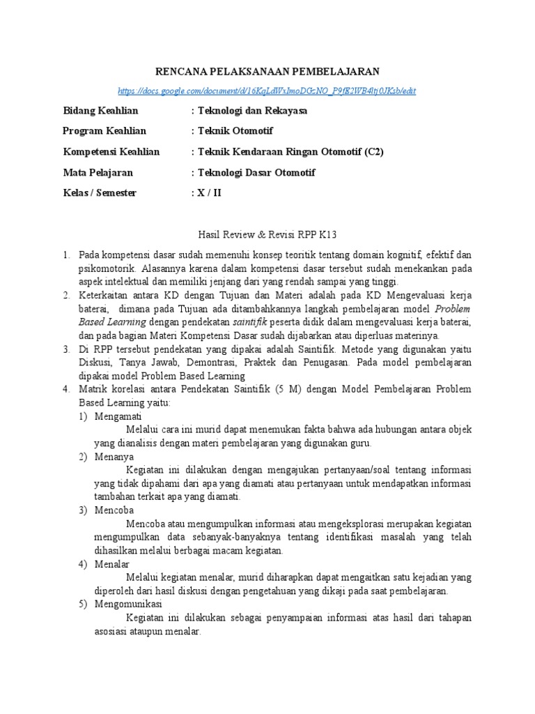 Hasil Review Revisi RPP K13 | PDF | Komputer