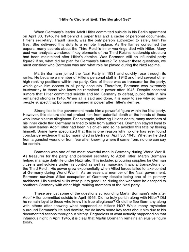 NGO - Edson Karl - Diaz - Hitler's Circle of Evil | PDF | Adolf Hitler ...