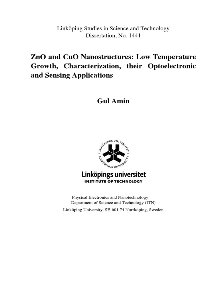 ZnO and CuO Nanostructures Low Temperature | PDF | Zinc Oxide | Light Emitting Diode