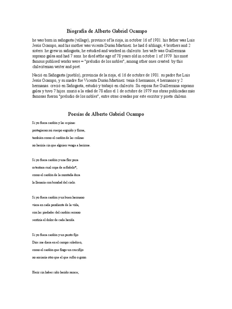 Biografía de Alberto Gabriel Ocampo | PDF