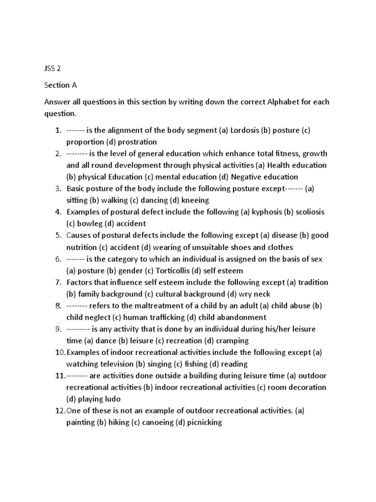 JSS 2 Phe | PDF | Recreation
