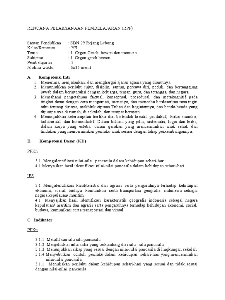 RPP Pendidikan Karakter Yuni | PDF