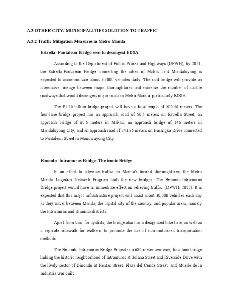 Traffic Soln Manila - Pandagdag RRL | PDF | Road | Land Transport