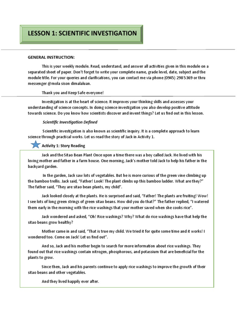 Scientific Investigation Methods | PDF | Experiment | Hypothesis