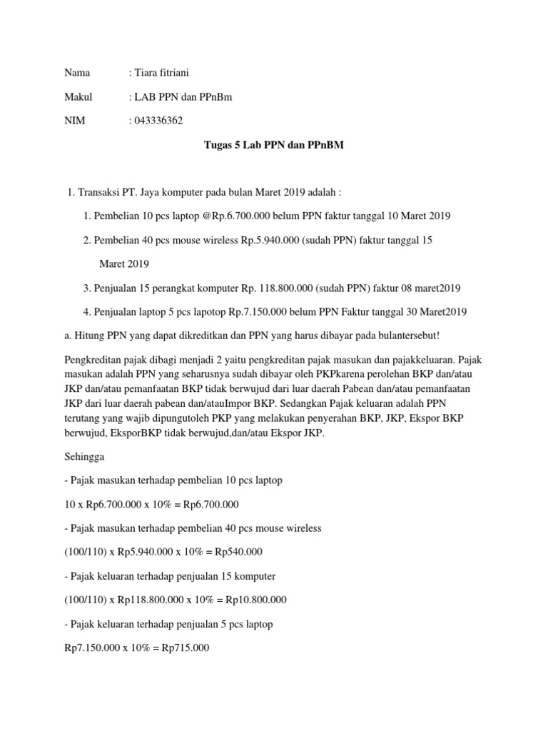 Tugas 5 Lab PPN Dan PPNBM | PDF