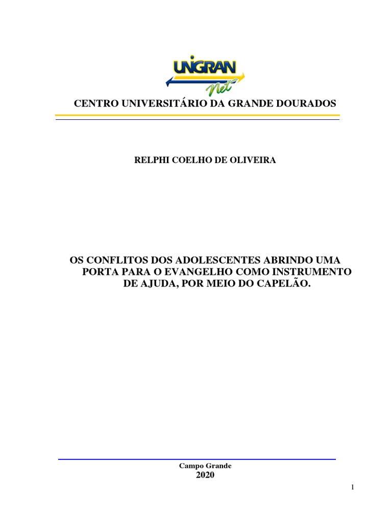 TCC Teologia - O Evangelho Por Meio Do Capelão Nas Escolhas - Unigran | PDF