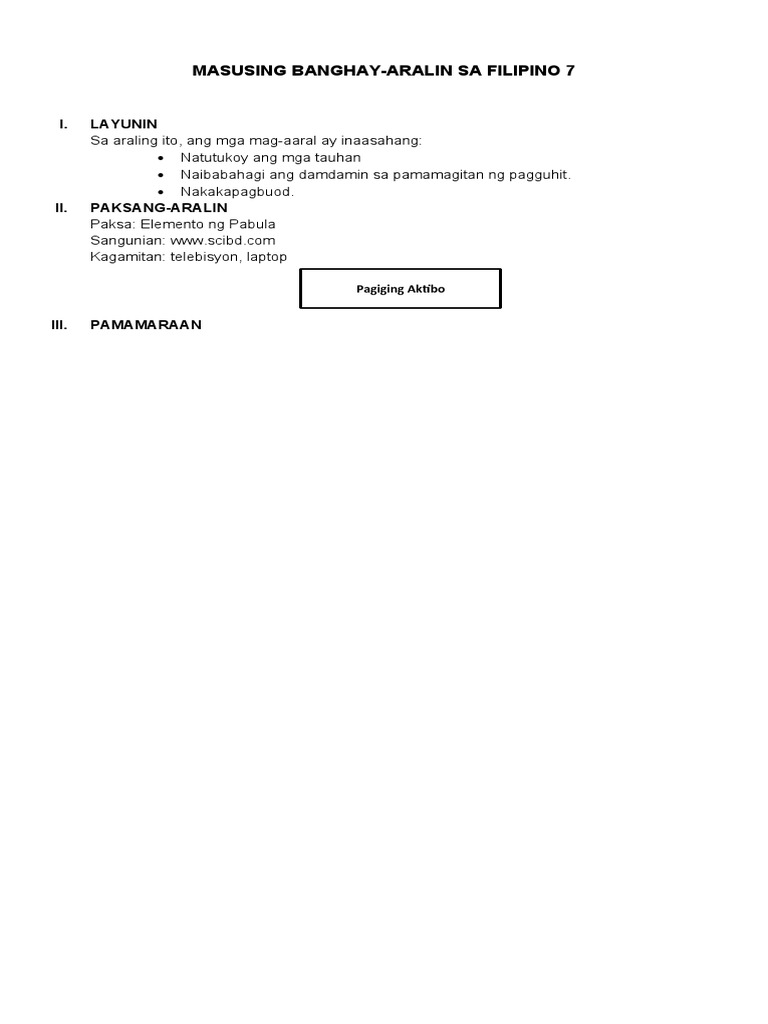 Masusing Banghay | PDF