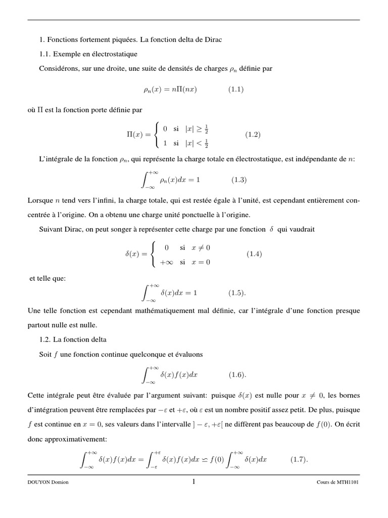 La fonction delta de Dirac expliquée | PDF | Limite (mathématiques ...
