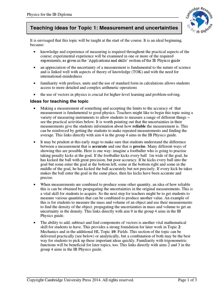 IB Phys6 1 Planning Ti | PDF | Measurement | Uncertainty