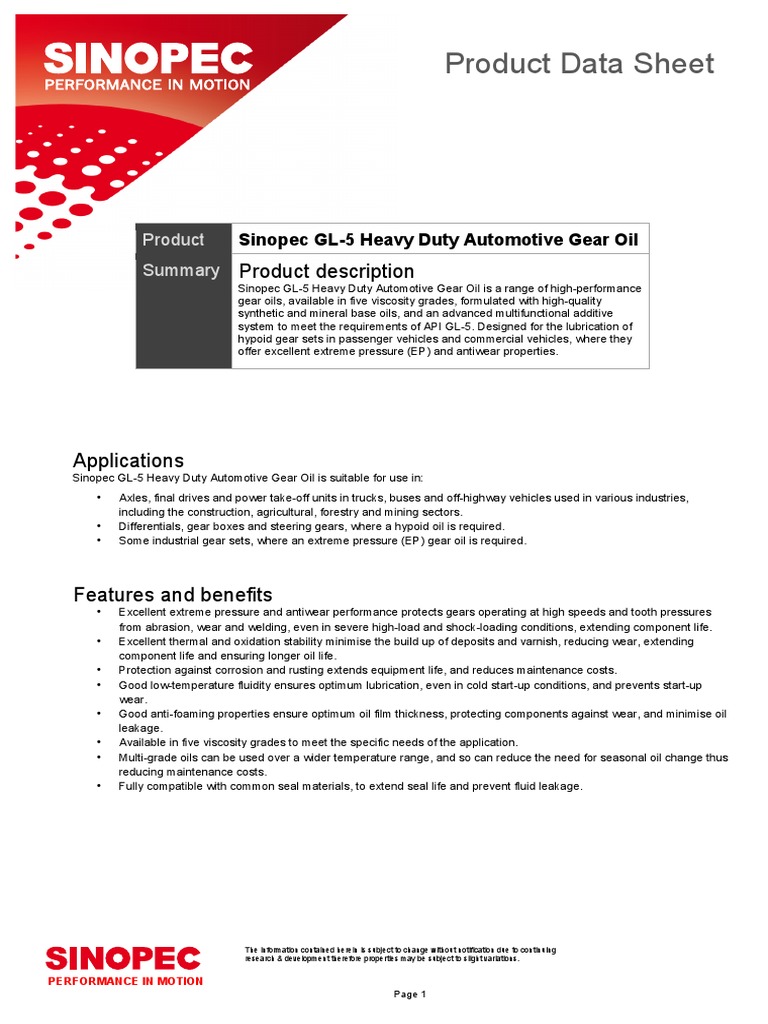 GL-5-Gear Oil | PDF | Materials | Mechanical Engineering