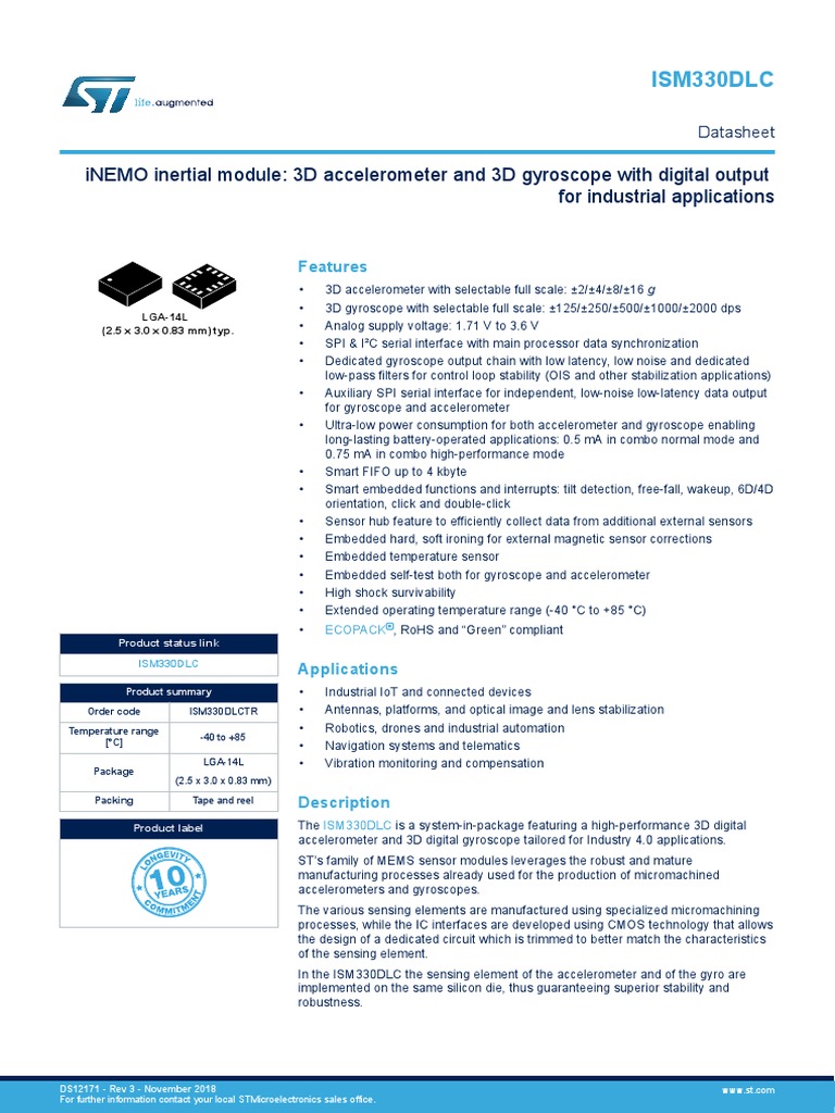 Ism 330 DLC | PDF | Accelerometer | Gyroscope