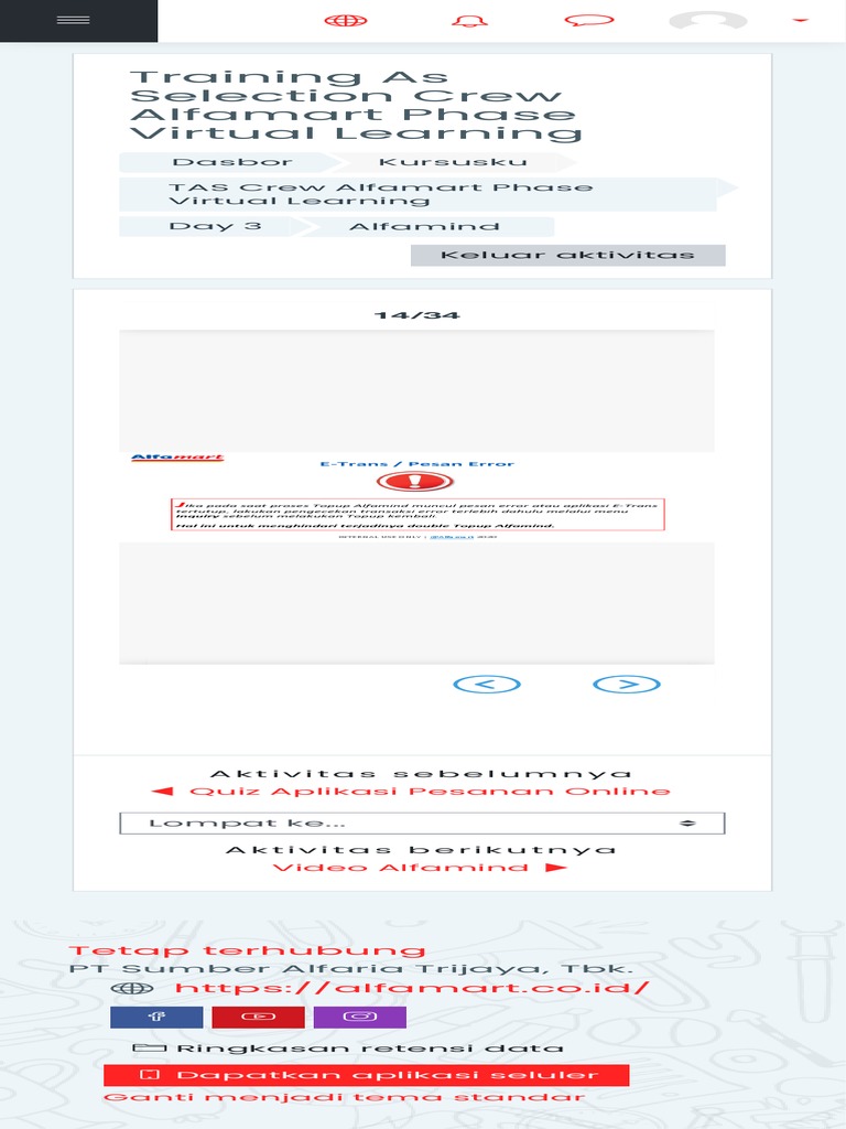 TAS Crew Alfamart Phase Virtual Learning Alfamind | PDF