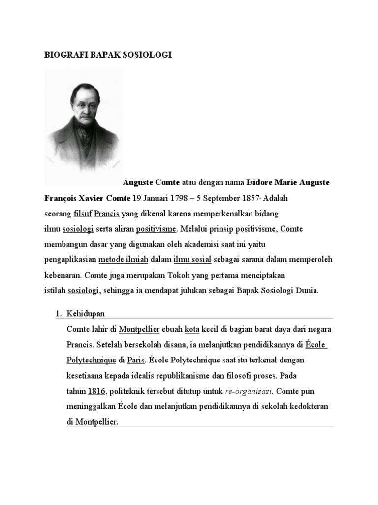 Biografi Bapak Sosiologi | PDF