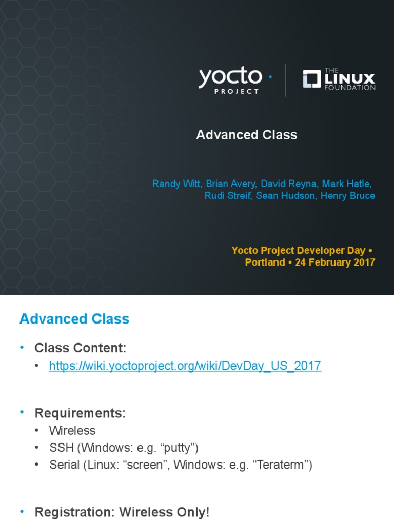 Yocto DevDay Advanced Class Portland | PDF | Library (Computing) | Linux