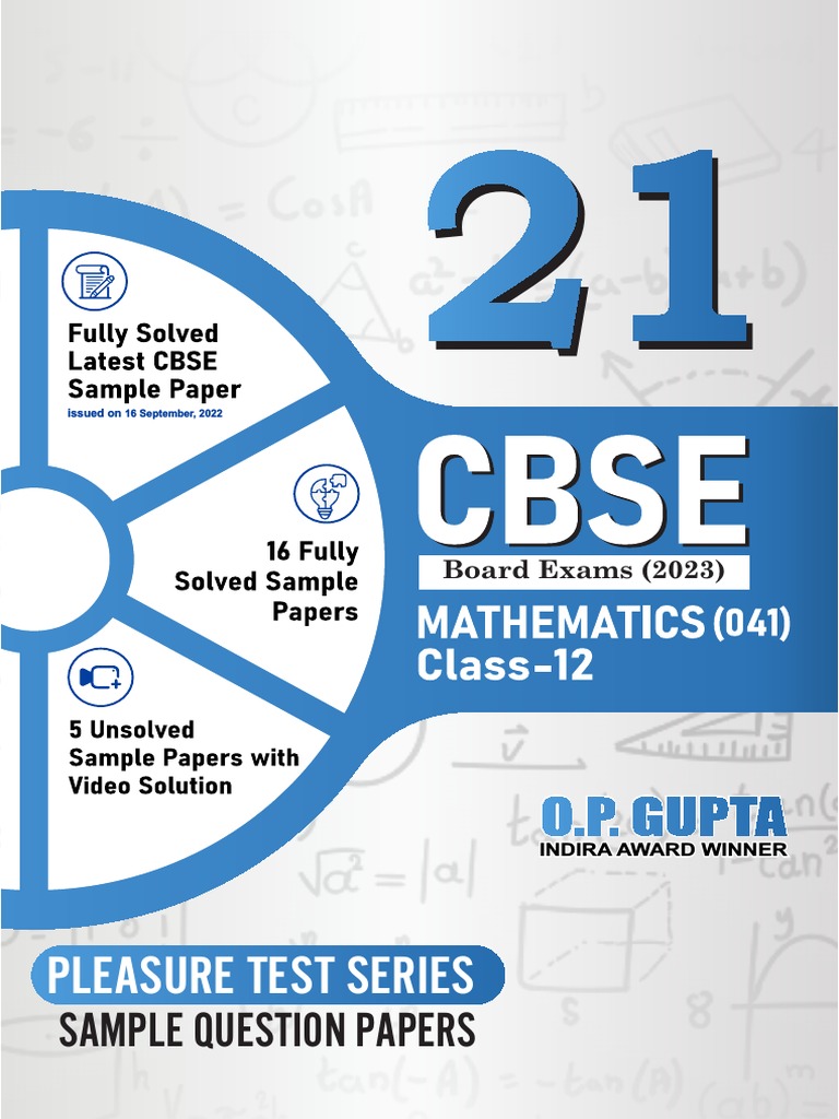 Cbse 21 SQP - by O.P. Gupta | PDF | Maxima And Minima | Equations