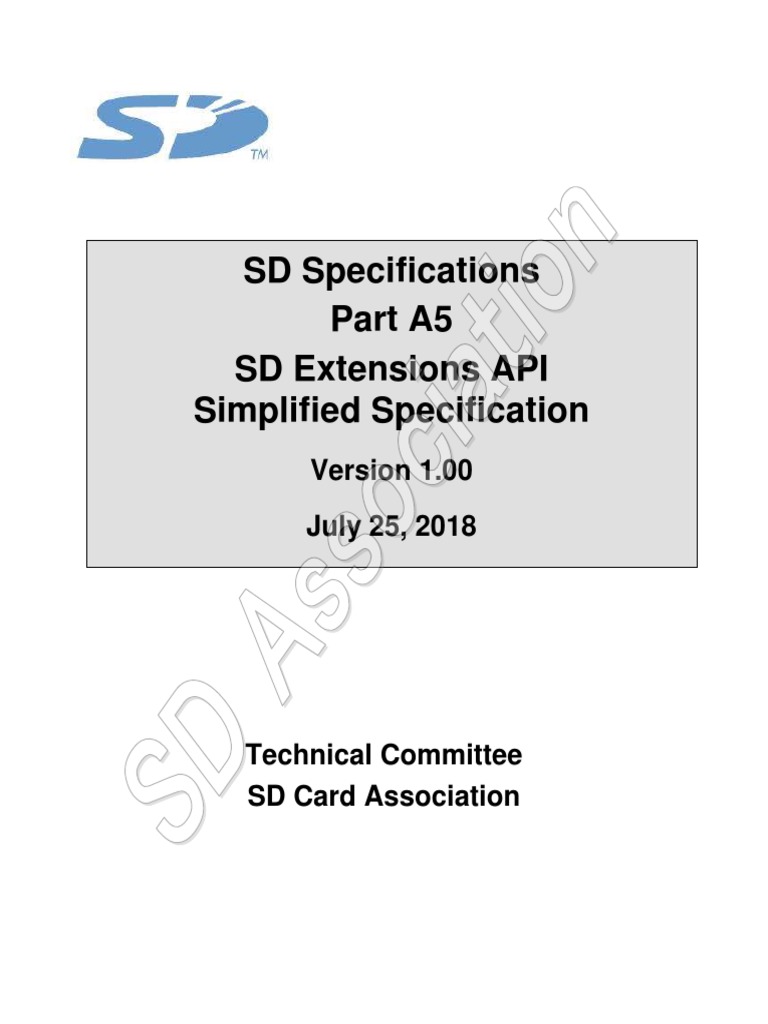 PartA5 SD Extensions API Simplified Specification Ver1.00 | PDF | Integer (Computer Science ...